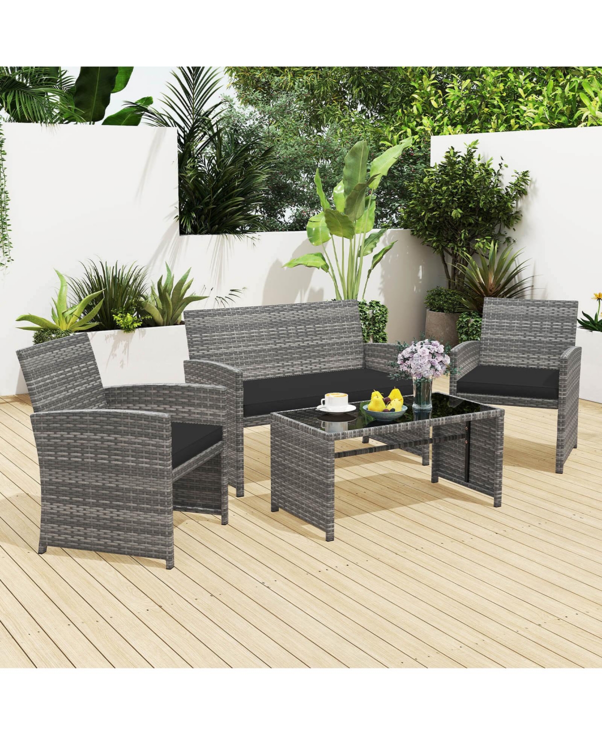 Click here for Costway Patio Furniture Set with Tempered Glass Co... prices