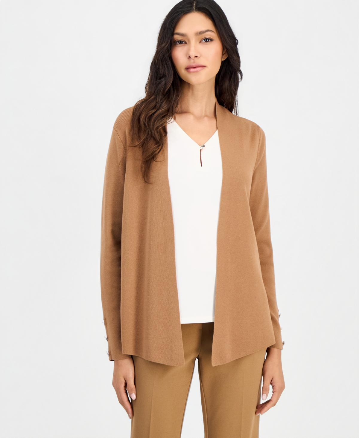 Click here for Anne Klein Essentials Petite Open-Front Side-Slit... prices