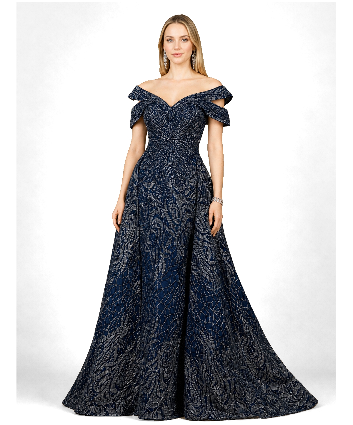 Click here for Lara Womens Off Shoulder Mermaid Lace Gown - Navy prices
