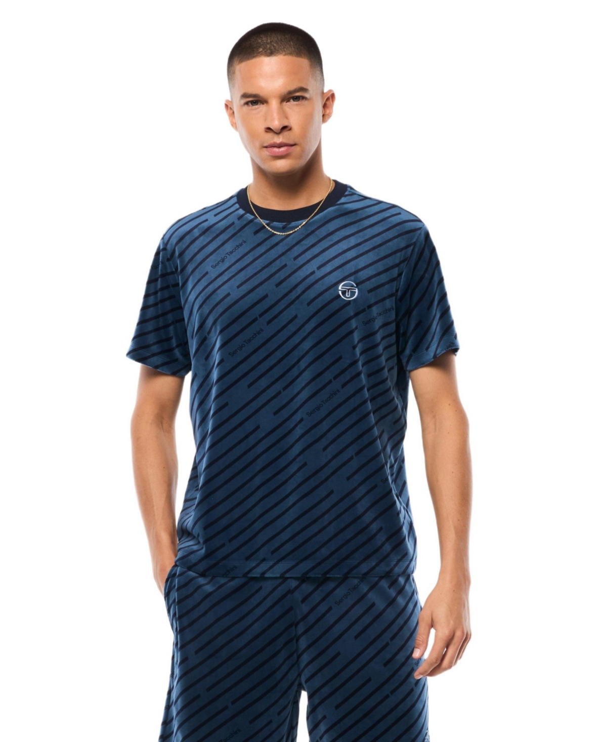 Click here for Sergio Tacchini Mens Obliquo Velour T-shirt - Key... prices