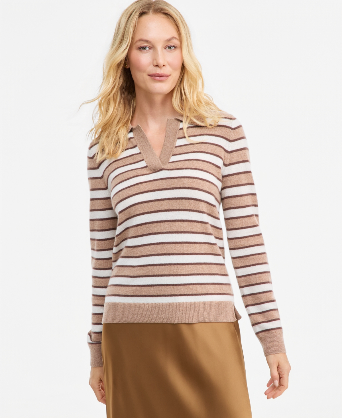 Click here for Charter Club Womens Striped Collared V-Neck Sweate... prices
