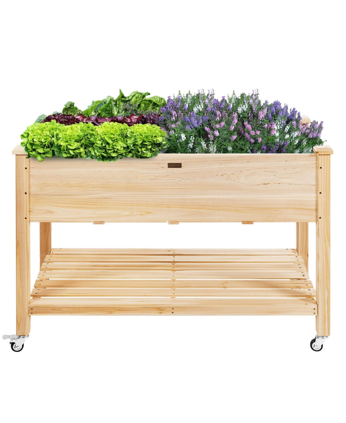 Click here for Sugift Wood Elevated Planter Bed with Lockable Whe... prices