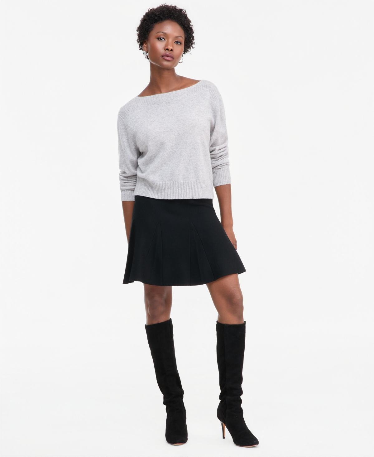 Click here for Womens Petite Cashmere Boat-Neck Sweater - Ice Gre... prices