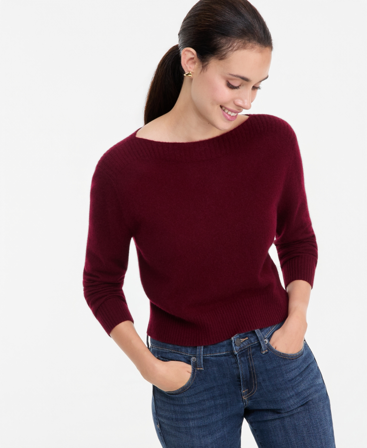 Click here for Womens Petite Cashmere Boat-Neck Sweater - Crantin... prices