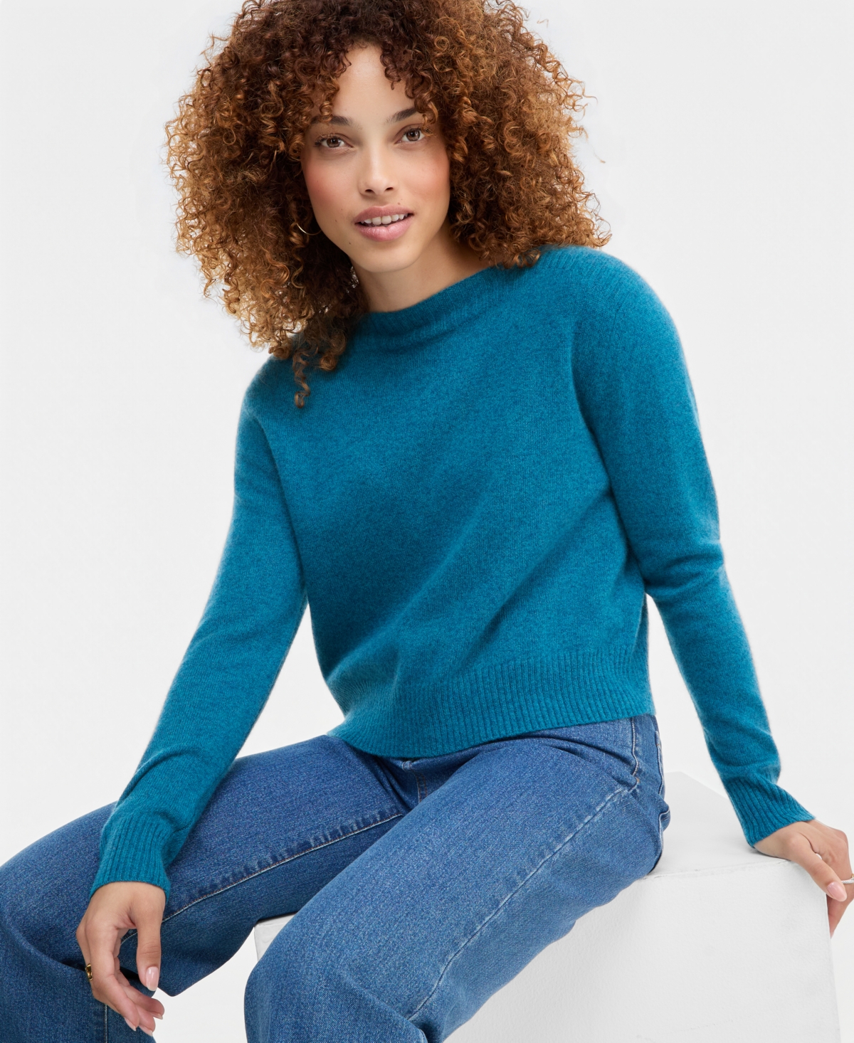 Click here for Womens Petite Cashmere Boat-Neck Sweater - Blue Op... prices