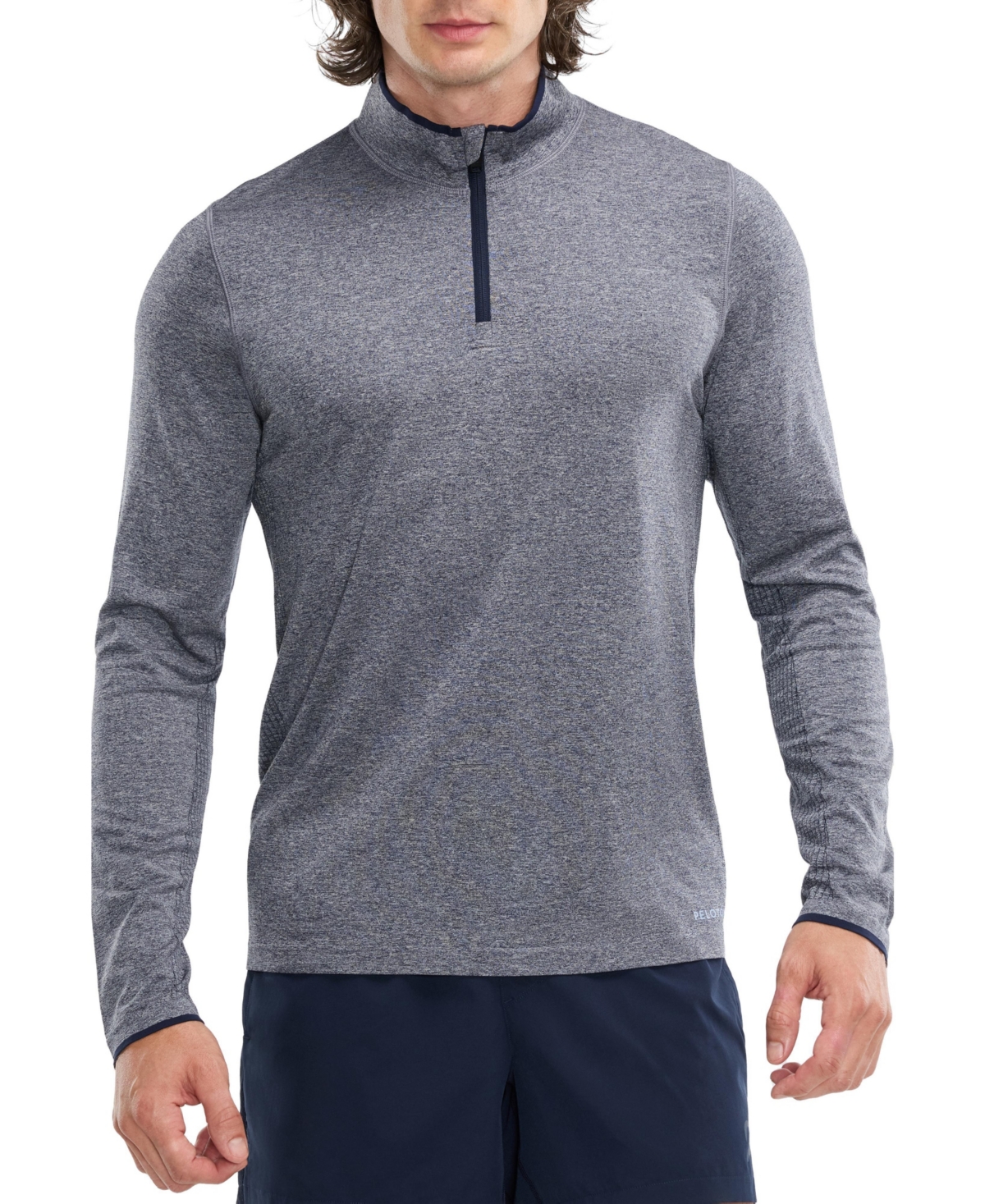 Click here for Peloton Mens Seamless Melange 1/4 Zip - Deep navy prices