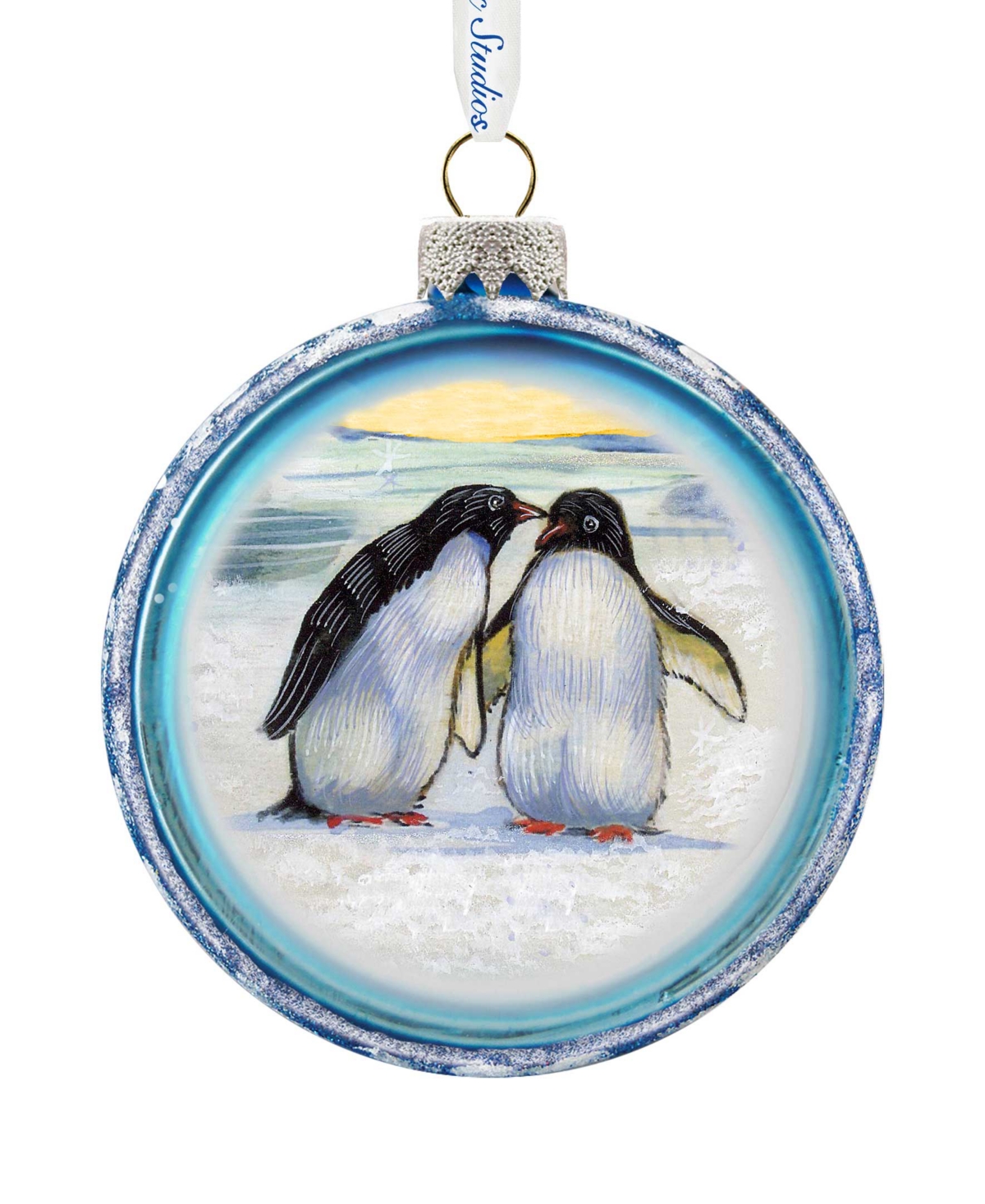 Click here for G.DeBrekht Penguins C Ball Glass Ornament - Multi prices
