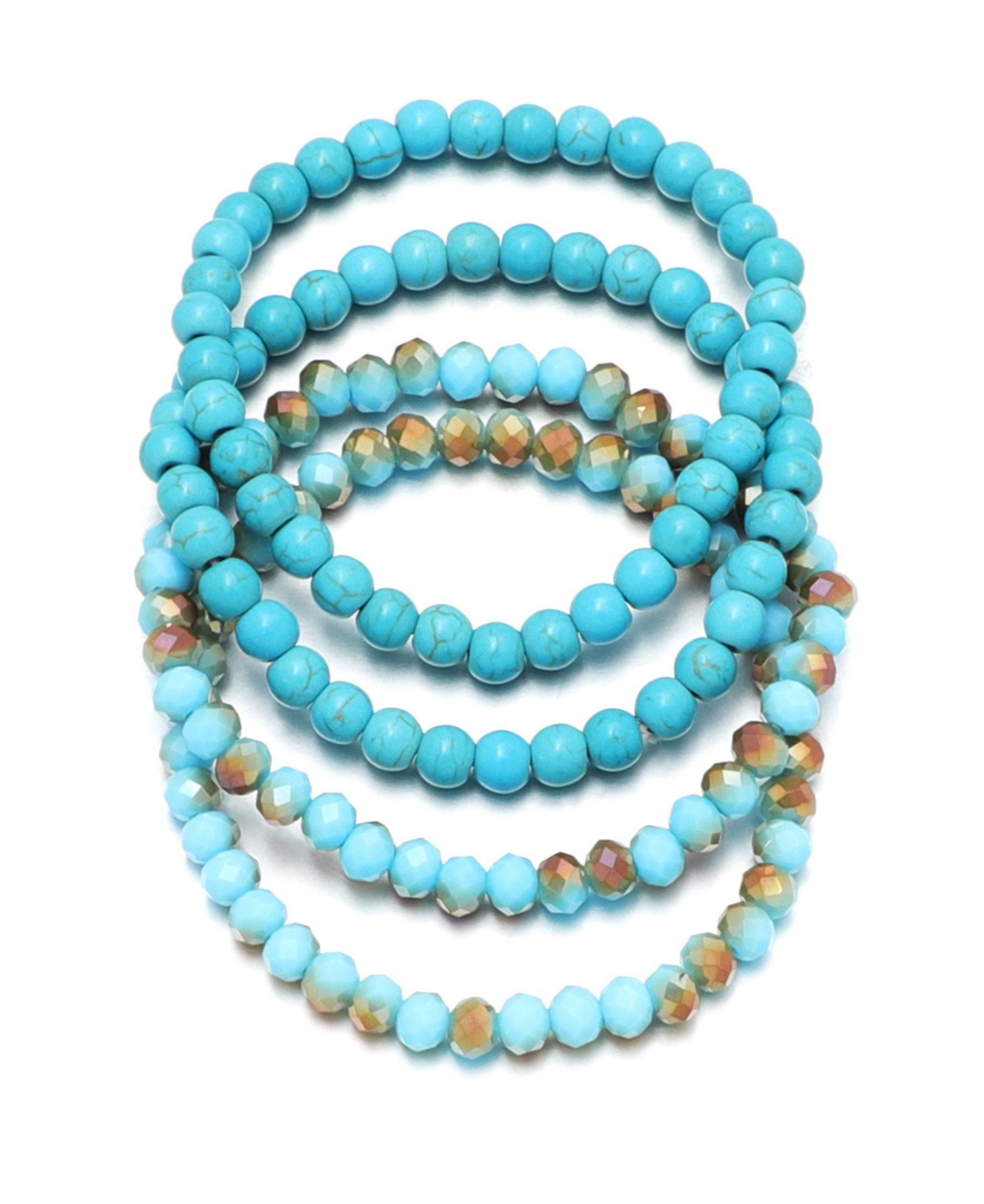 Click here for Adornia Crystal Turquoise Set of 4 Stretch Bracele... prices