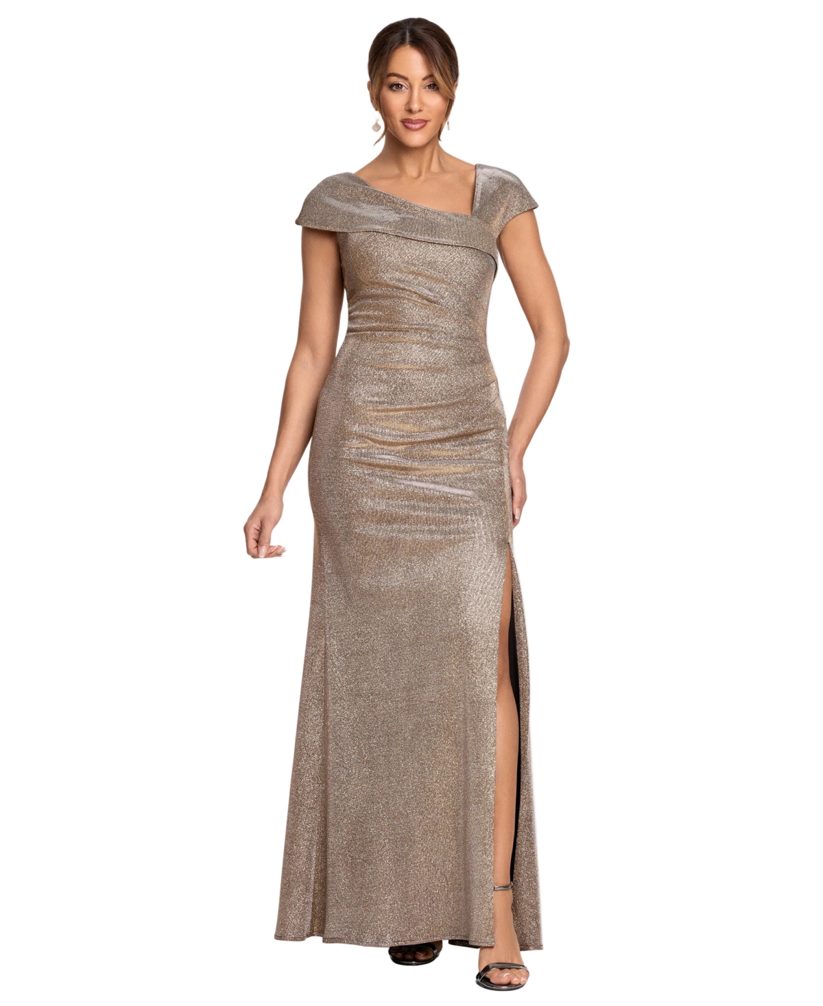 Click here for Xscape Petite Glitter Metallic Asymmetrical Sheath... prices