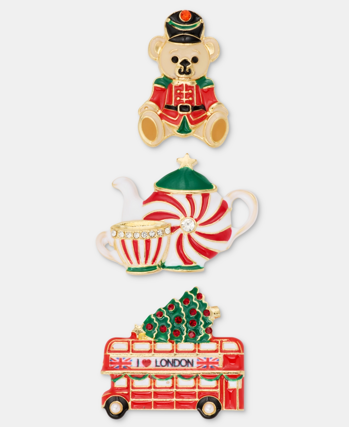 Click here for Holiday Lane London Holiday Pins  Set of Three  Ma... prices