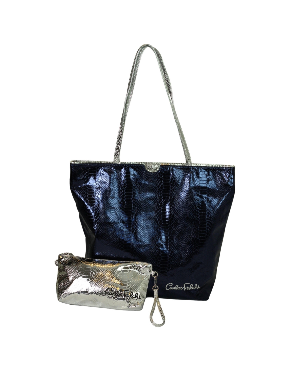 Click here for Carlos Falchi Microfiber Tote - Navy prices