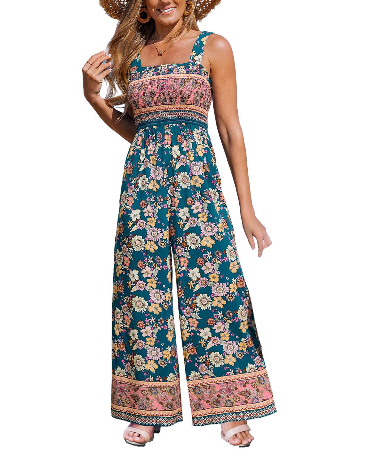Click here for Cupshe Womens Bohemian Floral Print Jumpsuit - Blu... prices