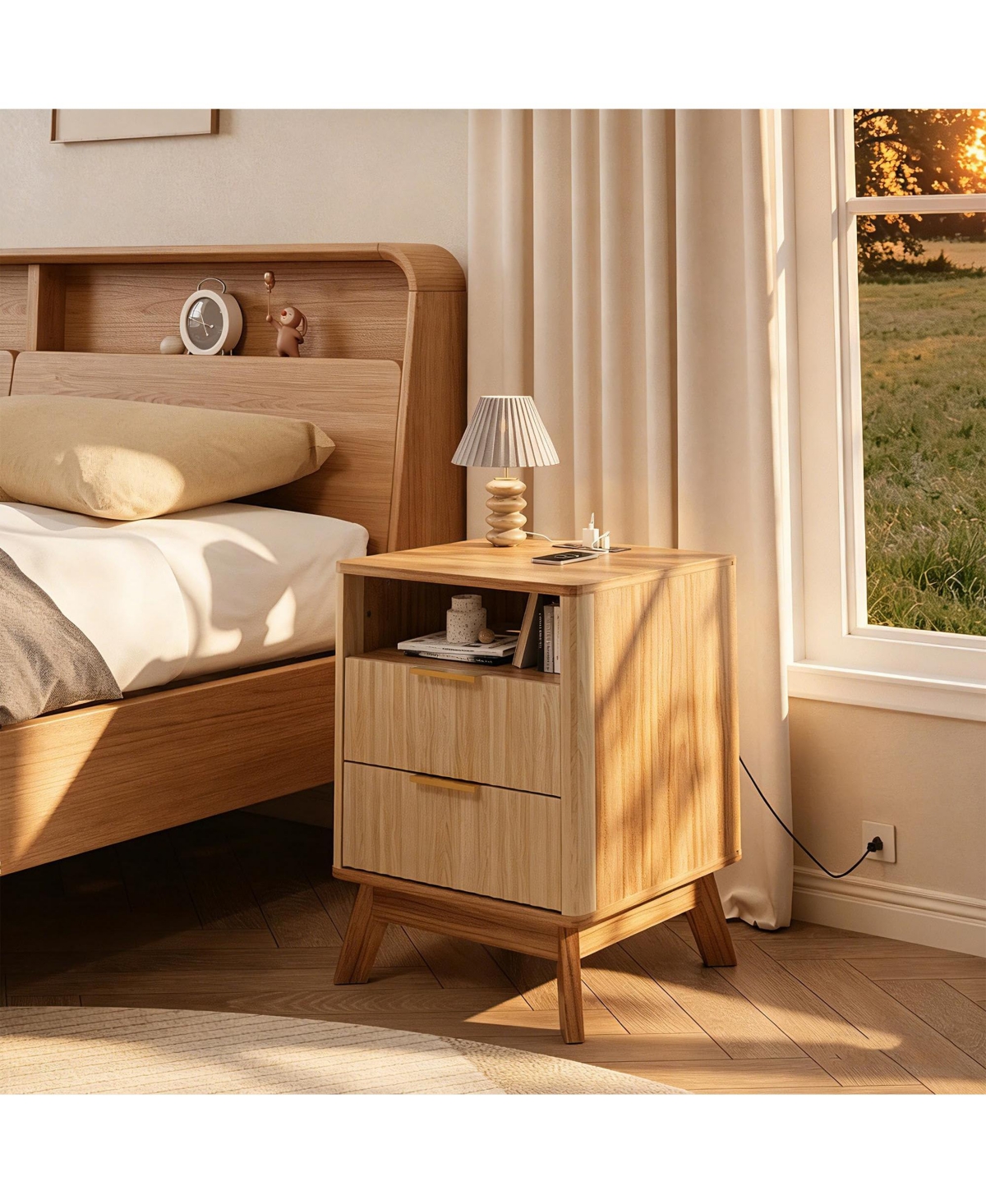 Click here for gaomon 18 Modern Fluted Nightstand with Charging S... prices