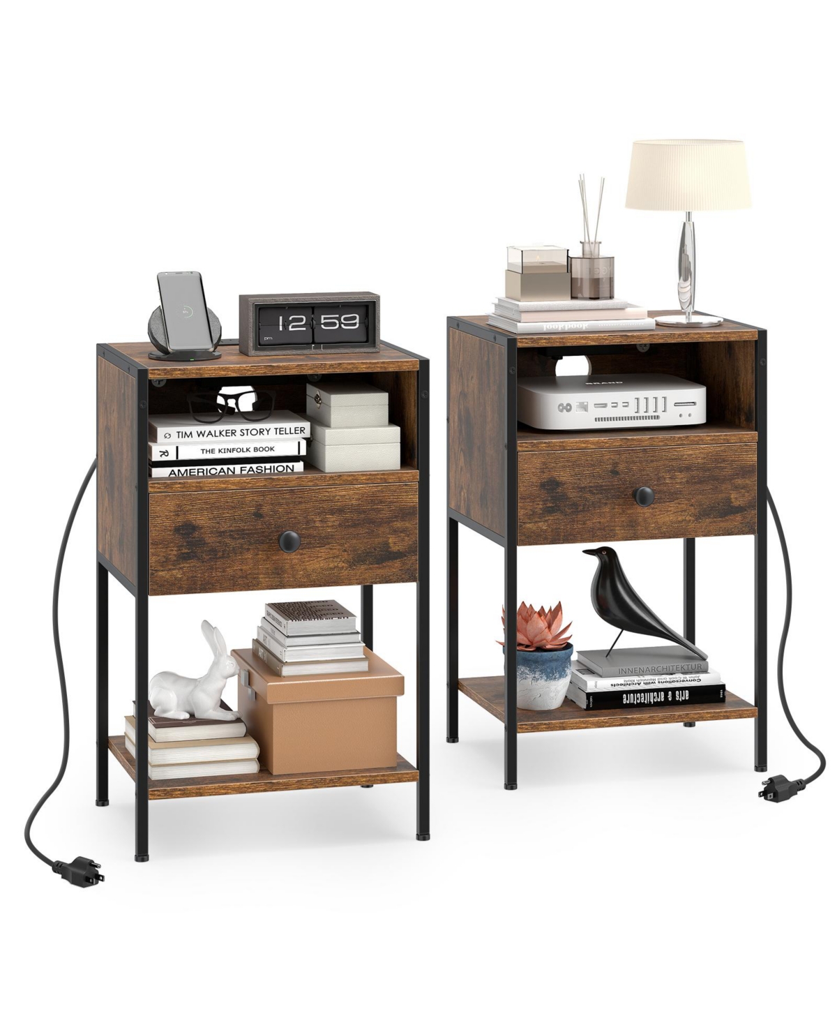 Click here for Gymax 2 pieces Nightstand w/ Charging Station Beds... prices