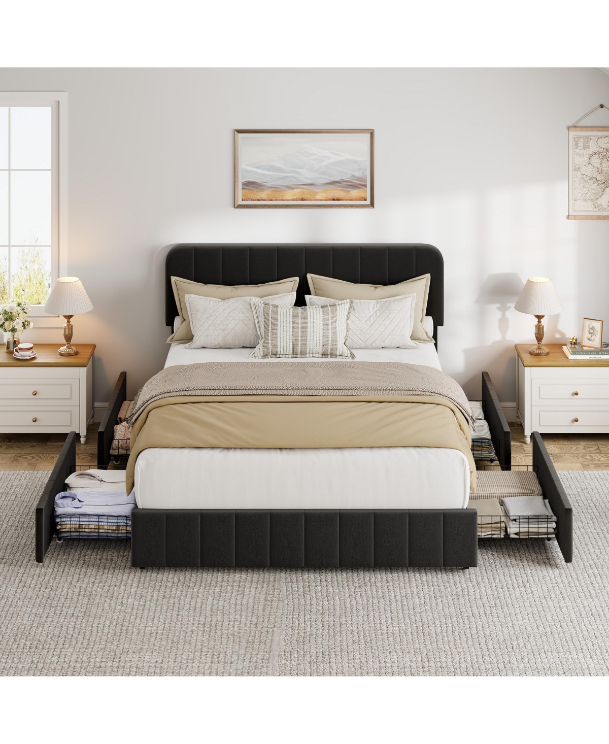 Click here for homfan Velvet Platform Bed Frame Channel Tufted Wi... prices