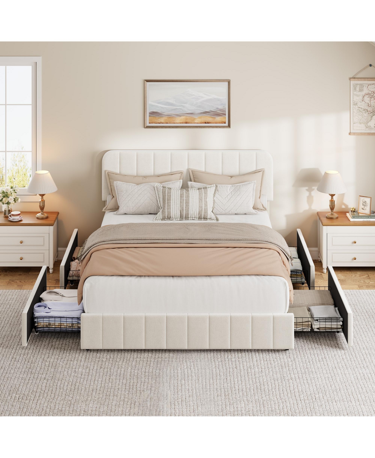 Click here for homfan Velvet Platform Bed Frame Channel Tufted Wi... prices