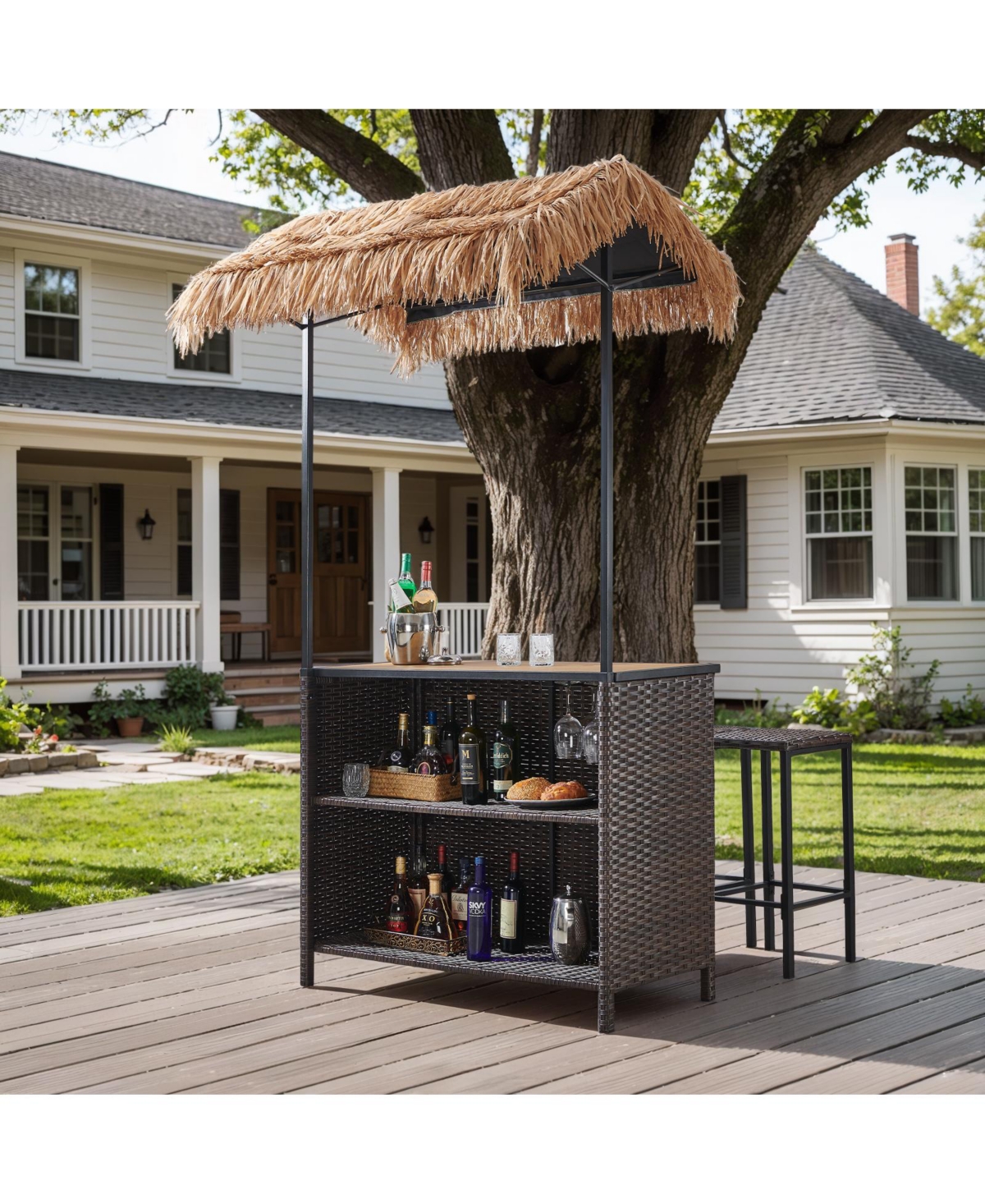 Click here for Pocassy 3-Piece Outdoor Tiki Bar Set with Palapa T... prices
