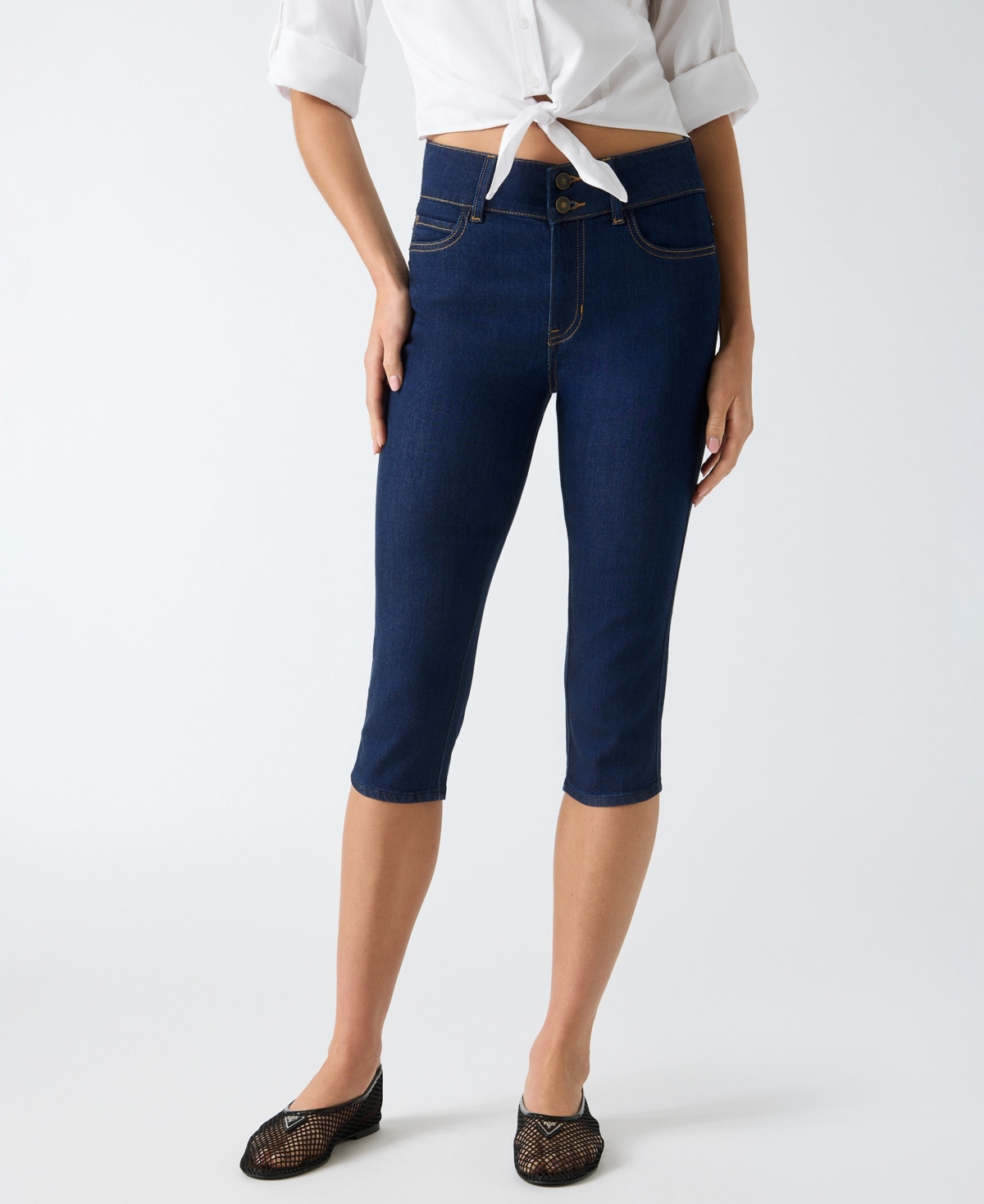 Click here for Guess Womens Lily Denim Capri Jeans - Rinsed Wash prices