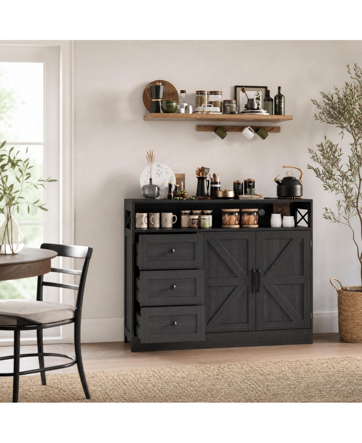 Click here for homfan Sideboard Cabinet with 3 Drawers and 2 Door... prices