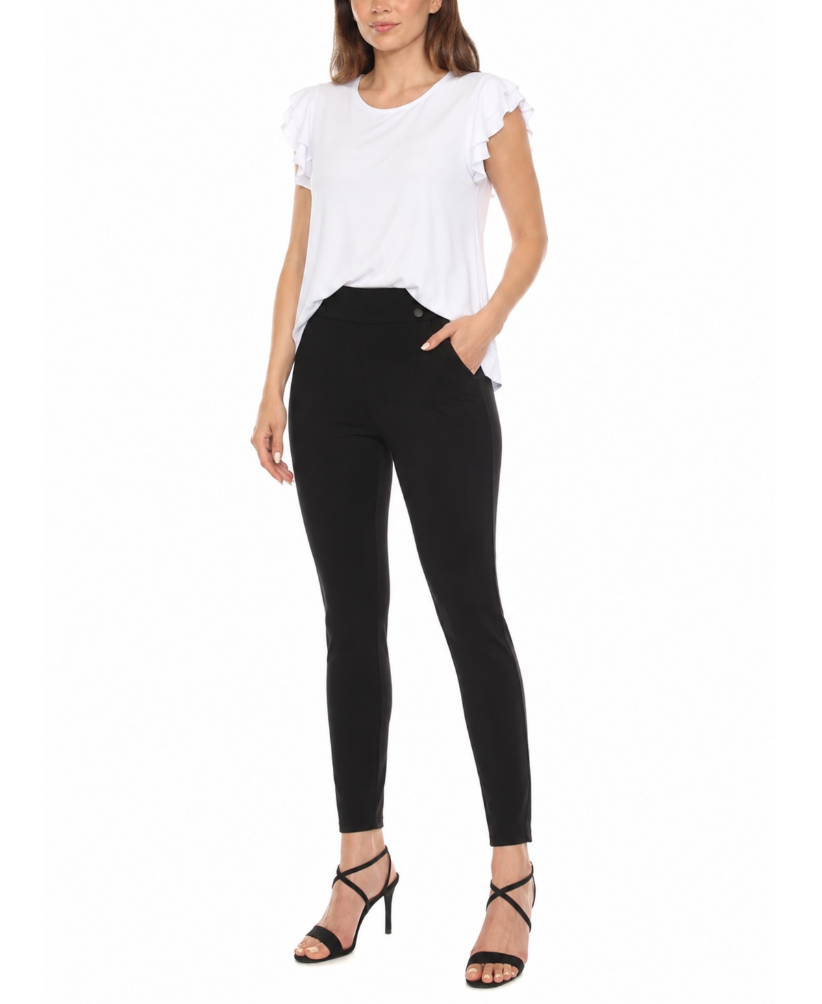 Click here for White Mark Womens Flutter-Sleeve Top and Scuba Pan... prices