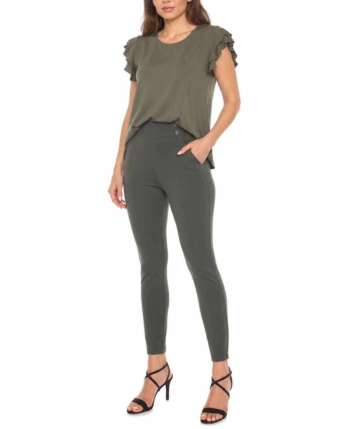 Click here for White Mark Womens Flutter-Sleeve Top and Scuba Pan... prices