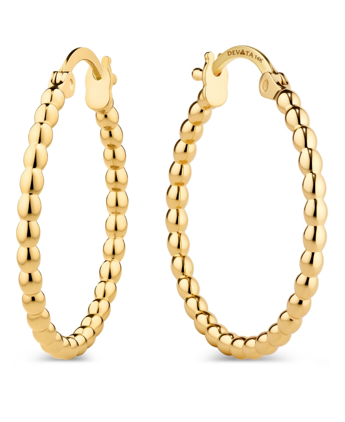 Click here for Devata Beaded Ball Hoop Earrings in 14K Gold - Gol... prices