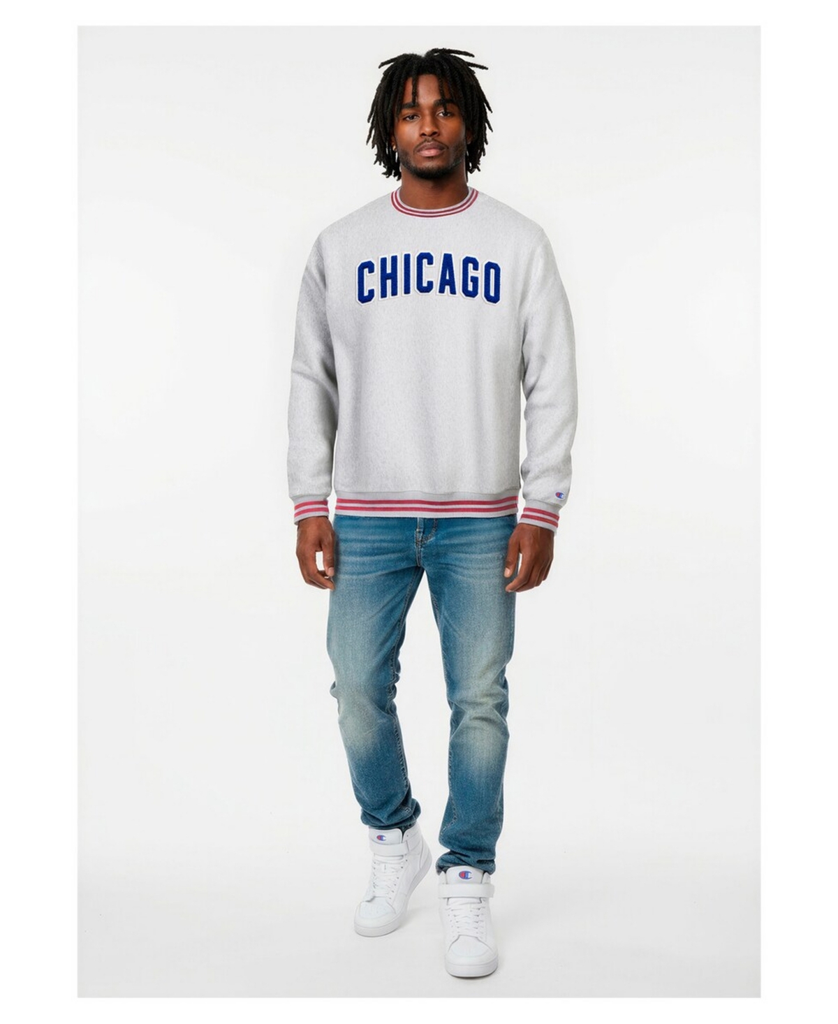 Click here for Champion Mens Heather Gray Chicago Cubs Reverse We... prices