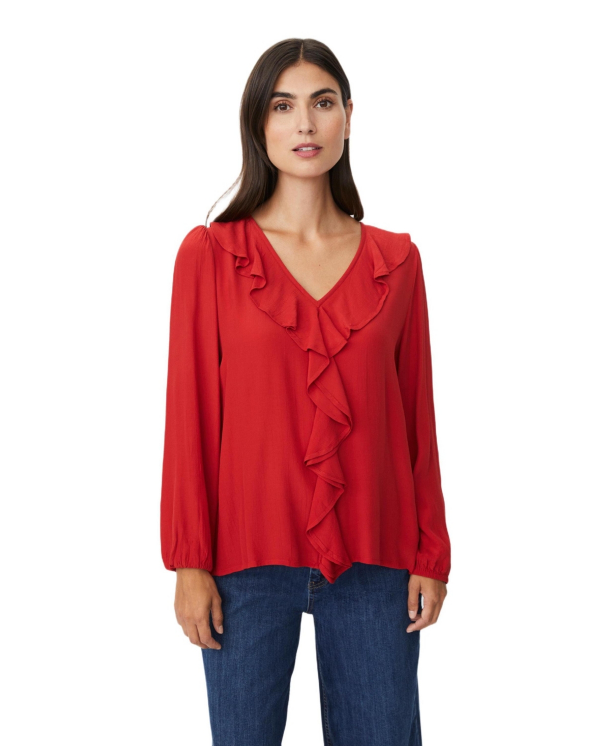 Click here for Masai Copenhagen Womens Mabeauna Ruffled V-Neck Bl... prices
