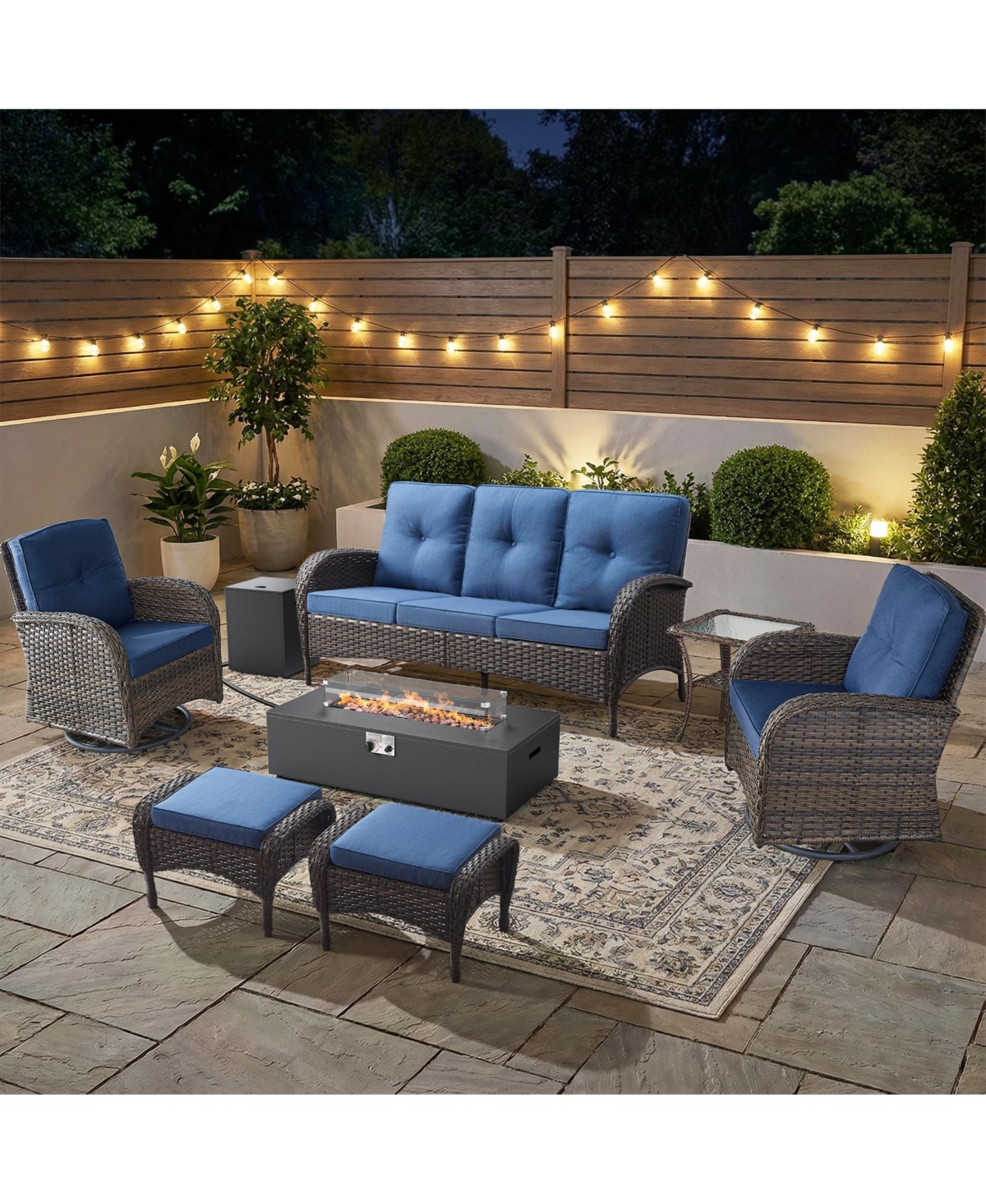 Click here for Pocassy 8 Piece Patio Furniture Set with 43 Fire P... prices