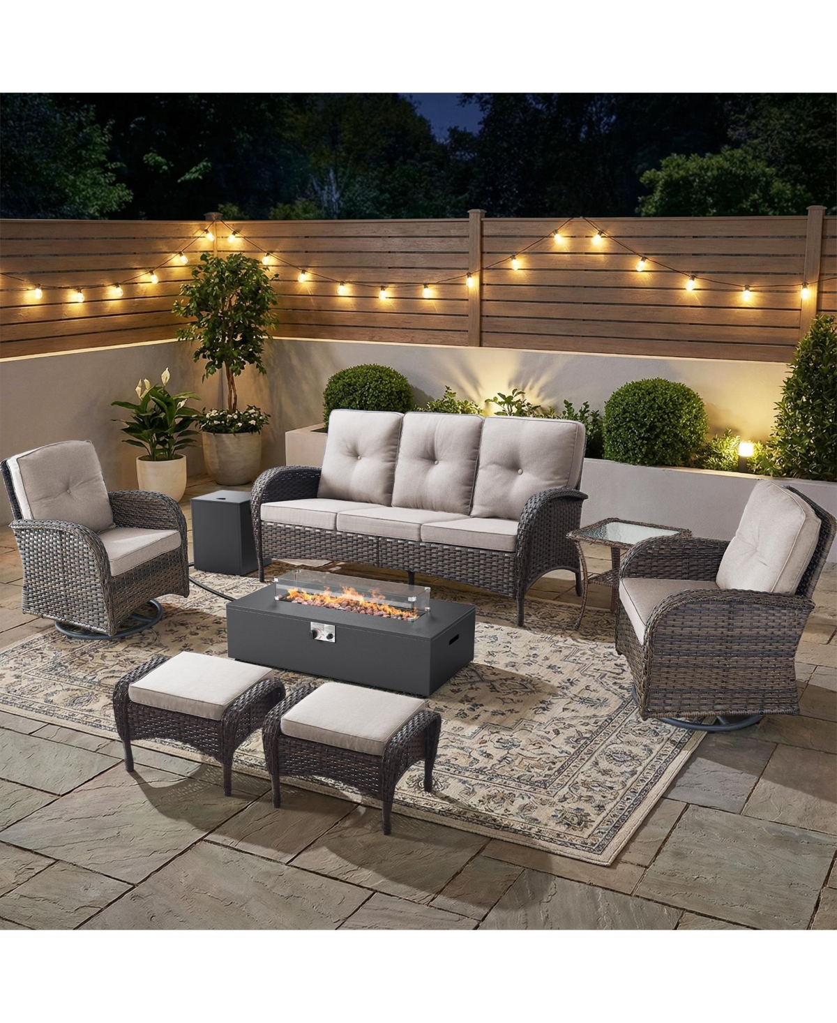 Click here for Pocassy 8 Piece Patio Furniture Set with 43 Fire P... prices
