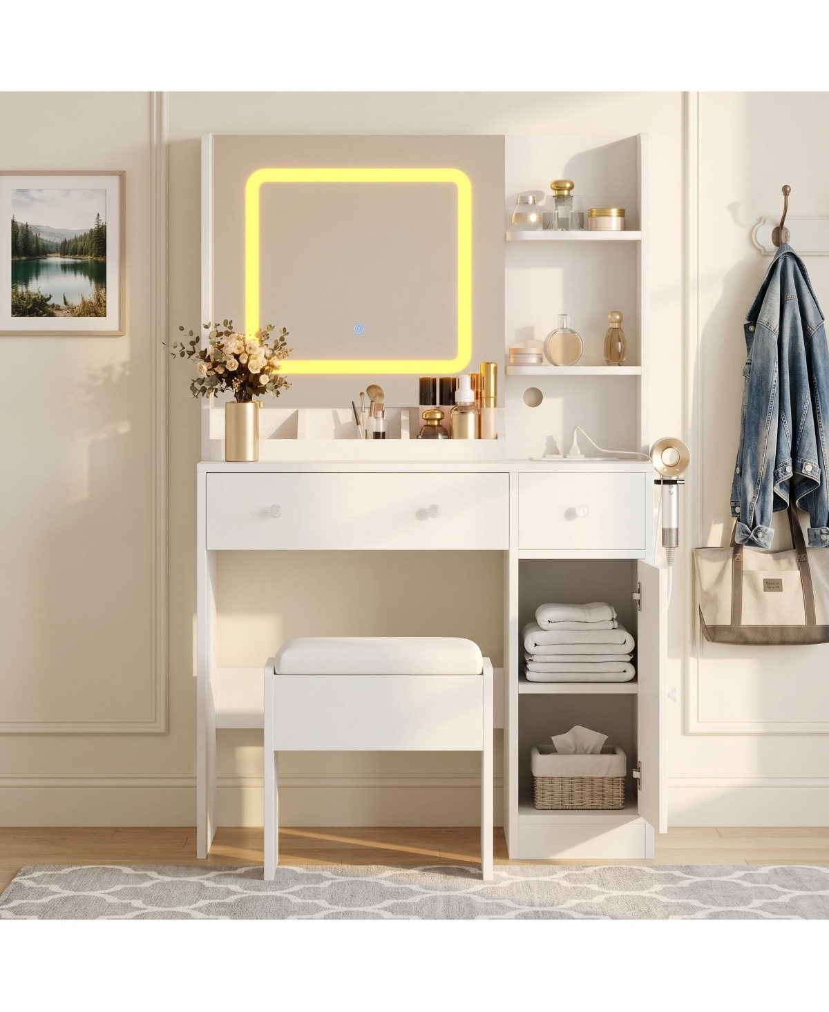 Click here for homfan Vanity Desk with Mirror  3 Lighting Modes... prices