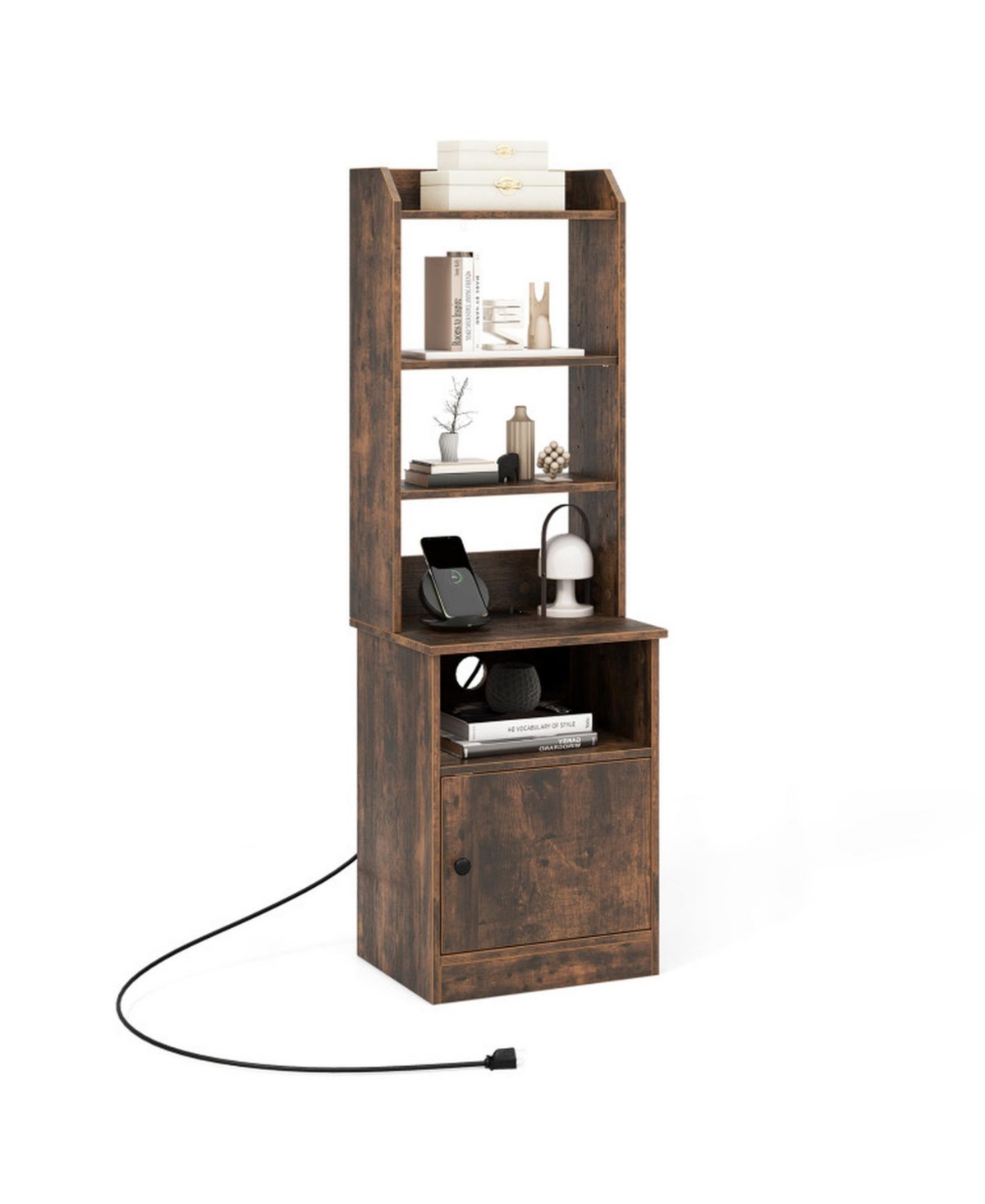 Click here for Gouun 6-Tier Bookshelf Nightstand Charging Station... prices
