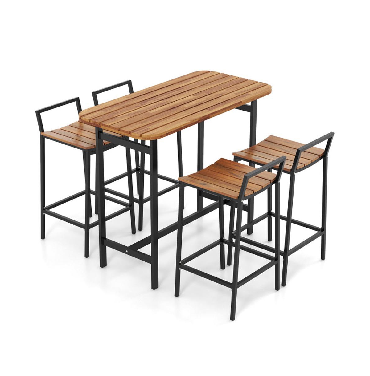 Click here for Boyel Living 5 Piece Acacia Wood Bar Table Set Bar... prices
