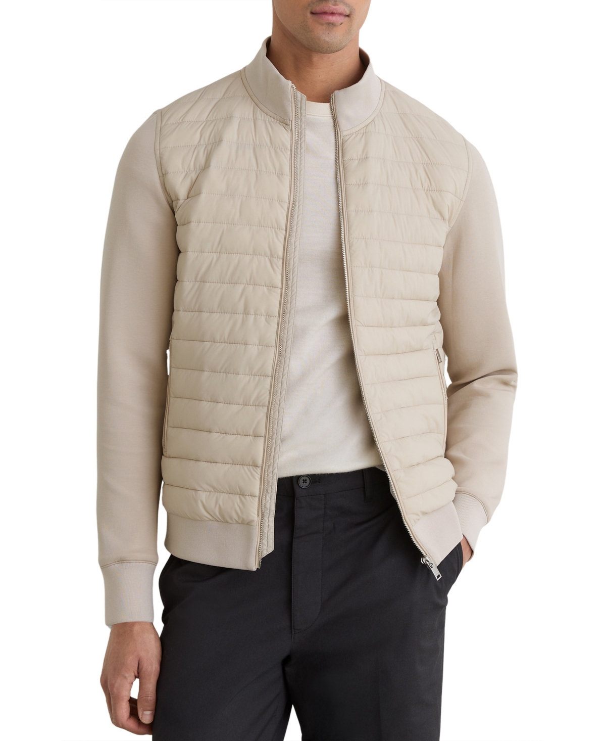 Click here for Reiss Mens Freddie Quilted Hybrid Jacket - Light S... prices