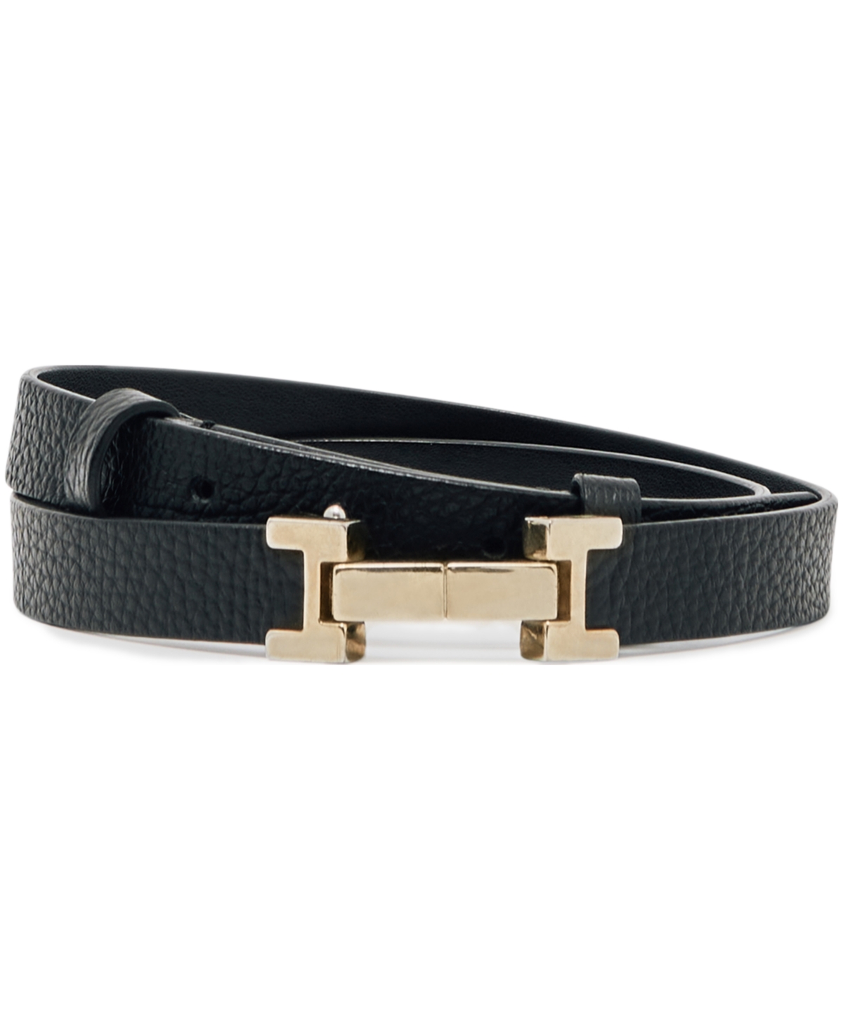 Click here for Reiss Womens Leather Square Hinge Belt - Black prices
