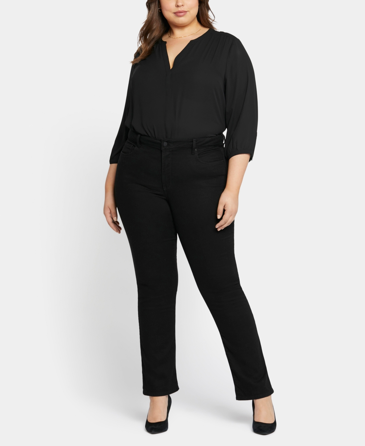 Click here for Nydj Plus Size Marilyn Straight Jeans - Black prices