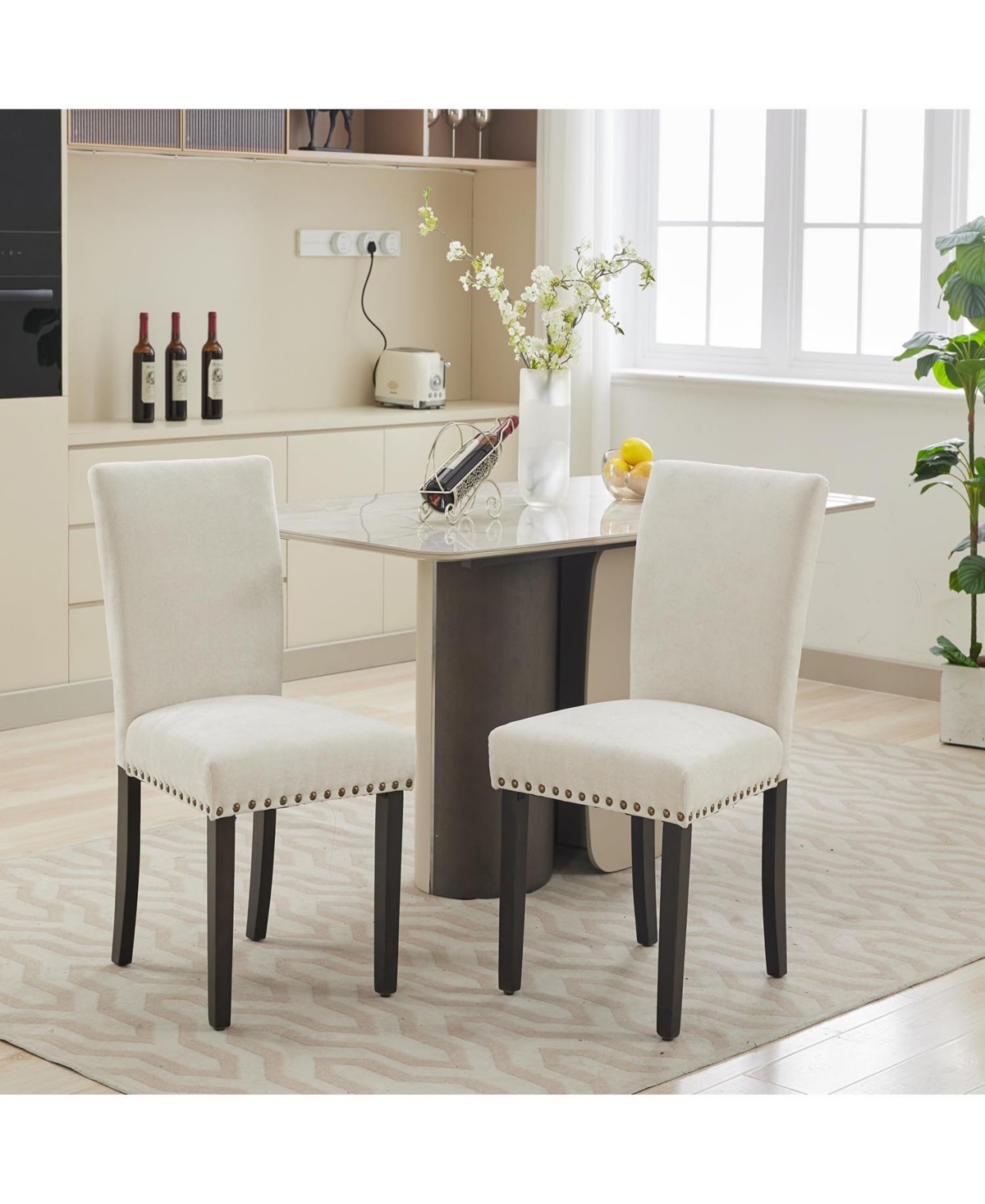 Click here for homfan Set of 2 Dining Chairs  Linen Upholstered P... prices