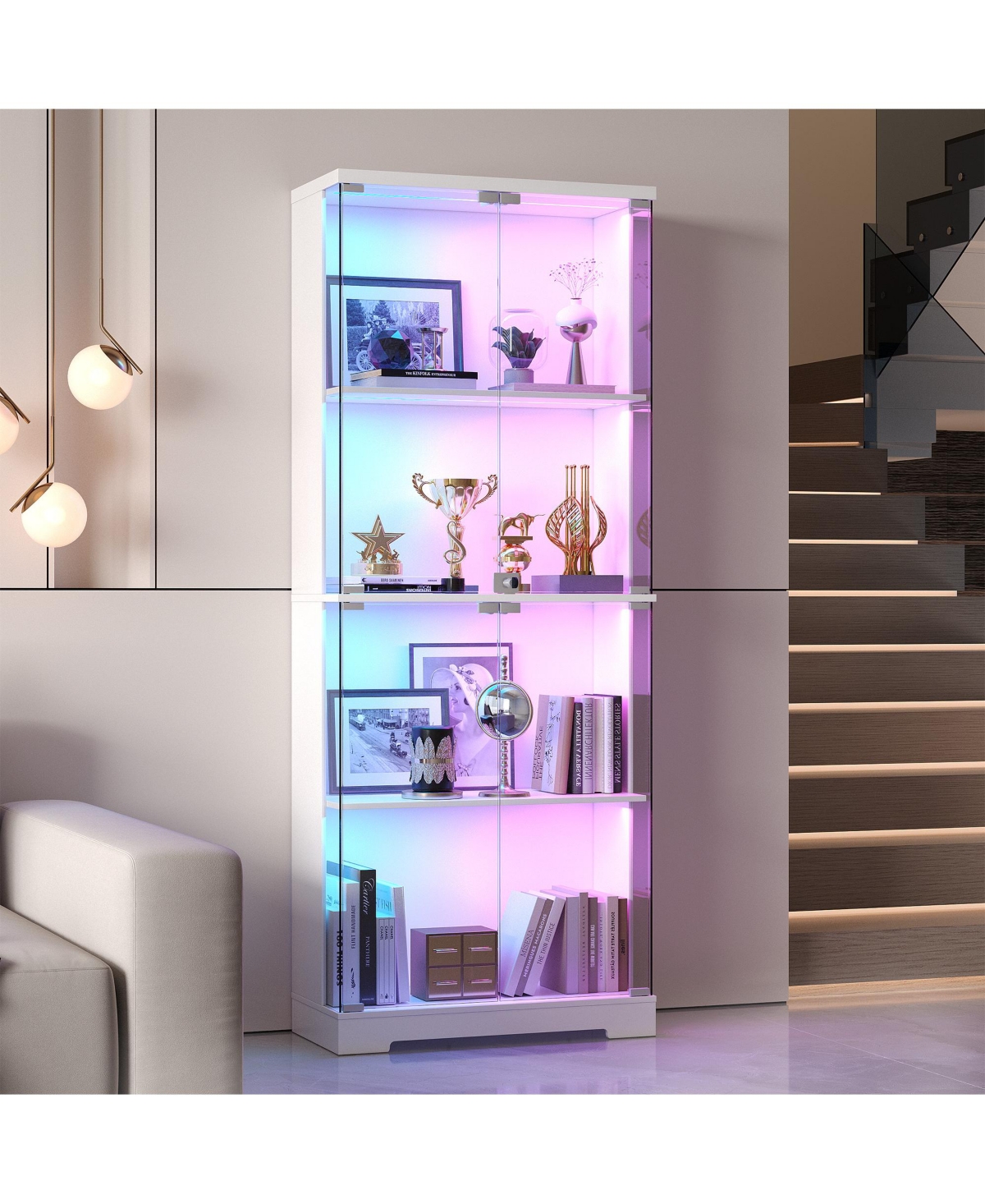 Click here for Vlsrka Glass Display Cabinet 4-Tier with Rgb Light... prices
