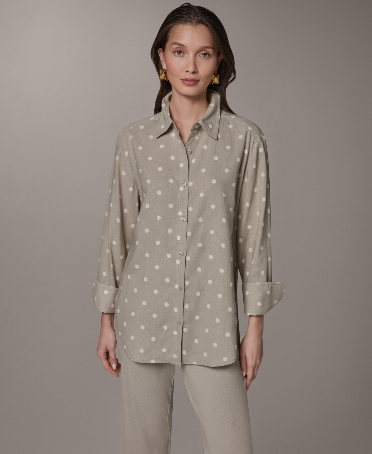 Click here for Donna Karan Weekend Womens Long-Sleeve Button-Down... prices
