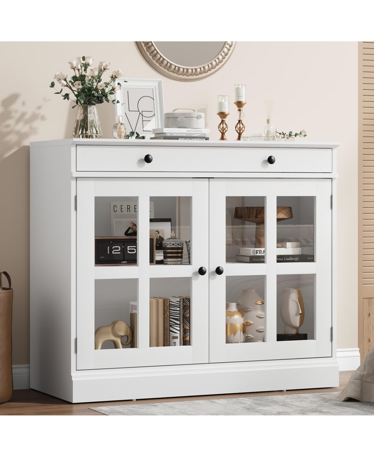 Click here for homfan 35.4 Inch Modern Sideboard Buffet with Glas... prices