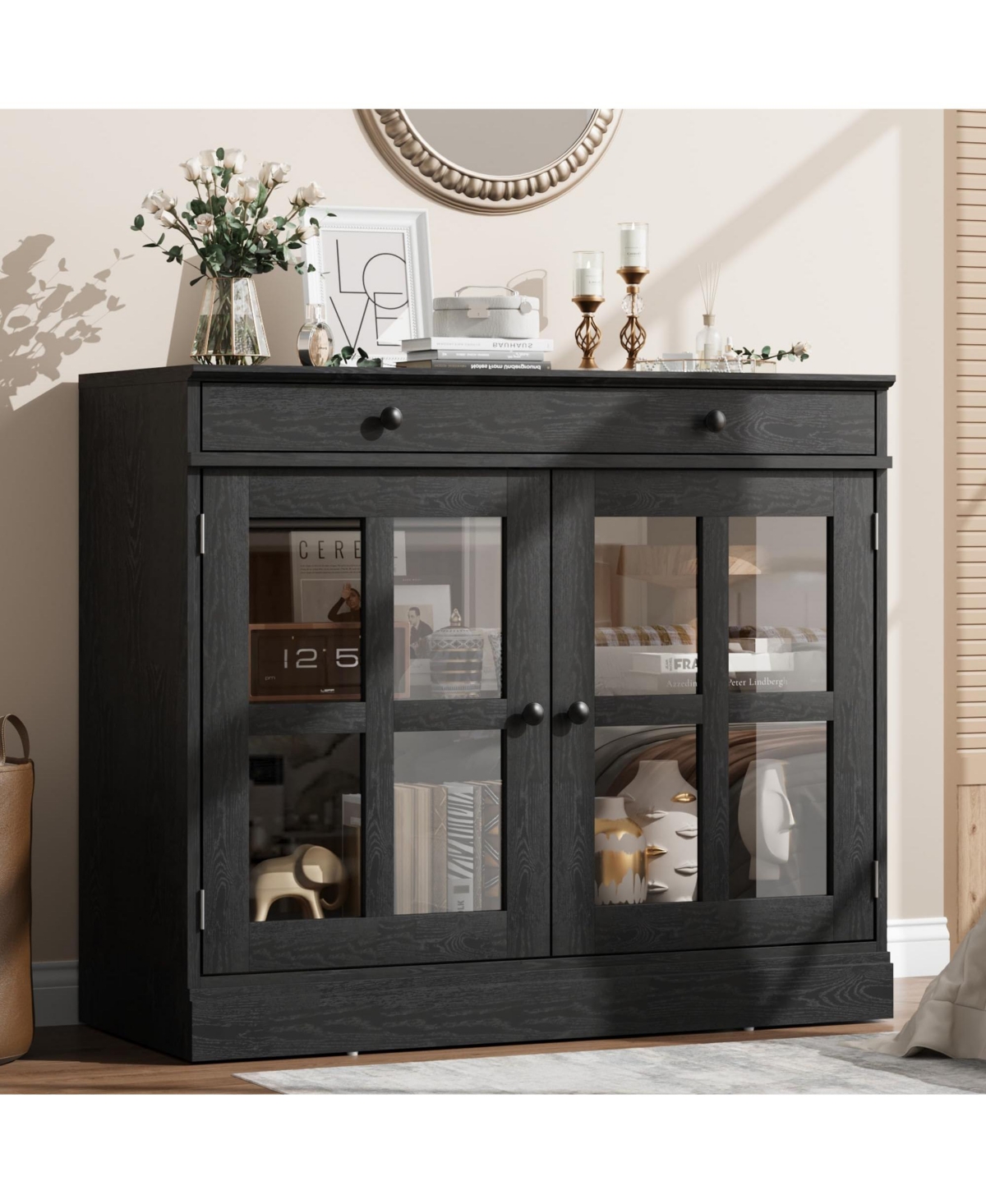 Click here for homfan 35.4 Inch Modern Sideboard Buffet with Glas... prices