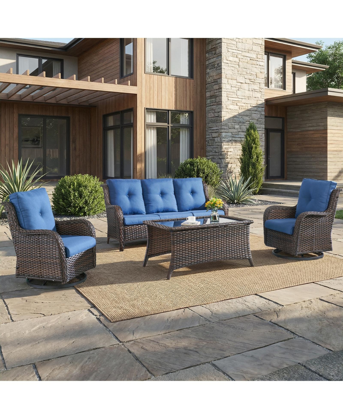 Click here for Pocassy Wicker Patio Furniture Set with Coffee Tab... prices