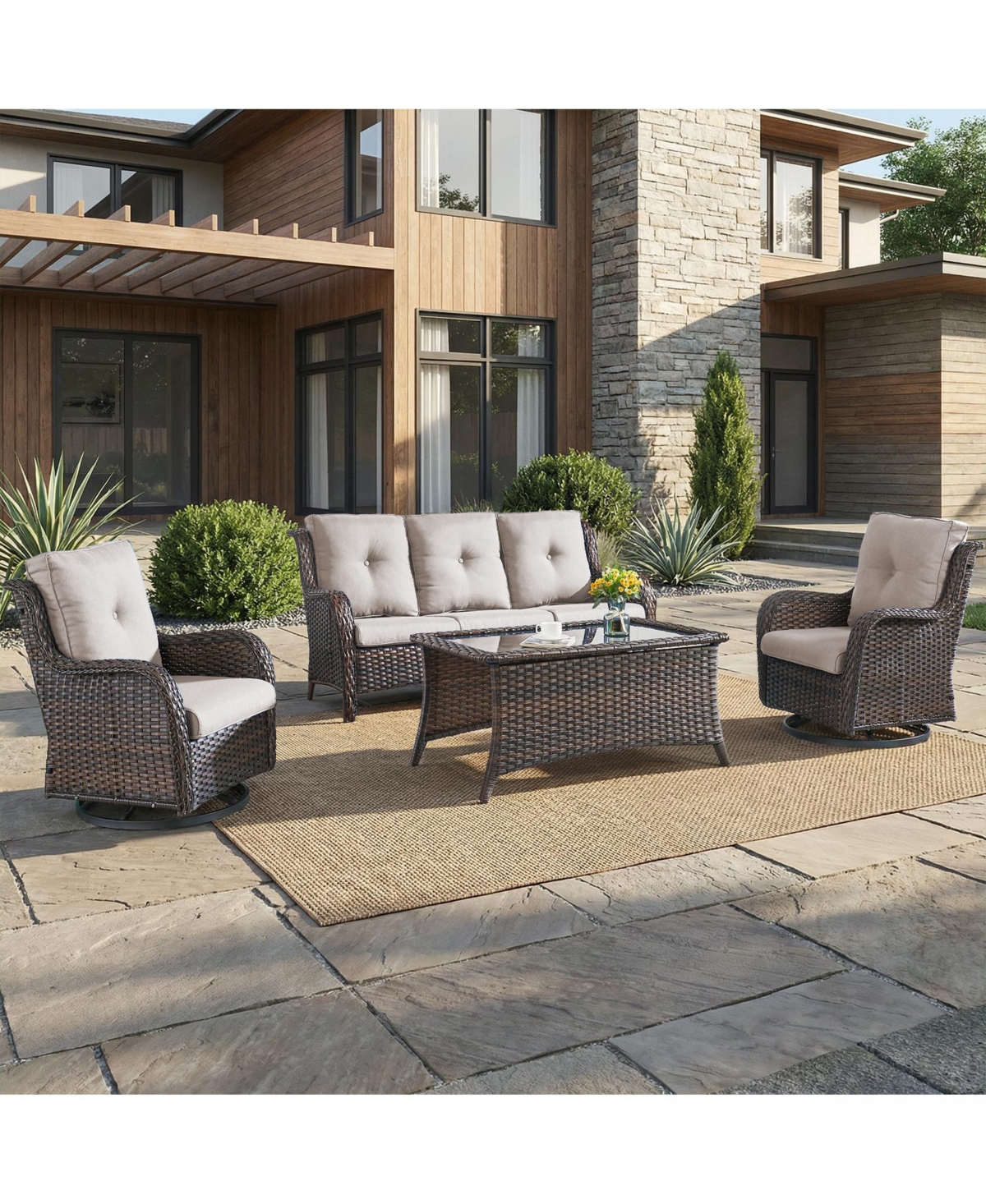Click here for Pocassy Wicker Patio Furniture Set with Coffee Tab... prices