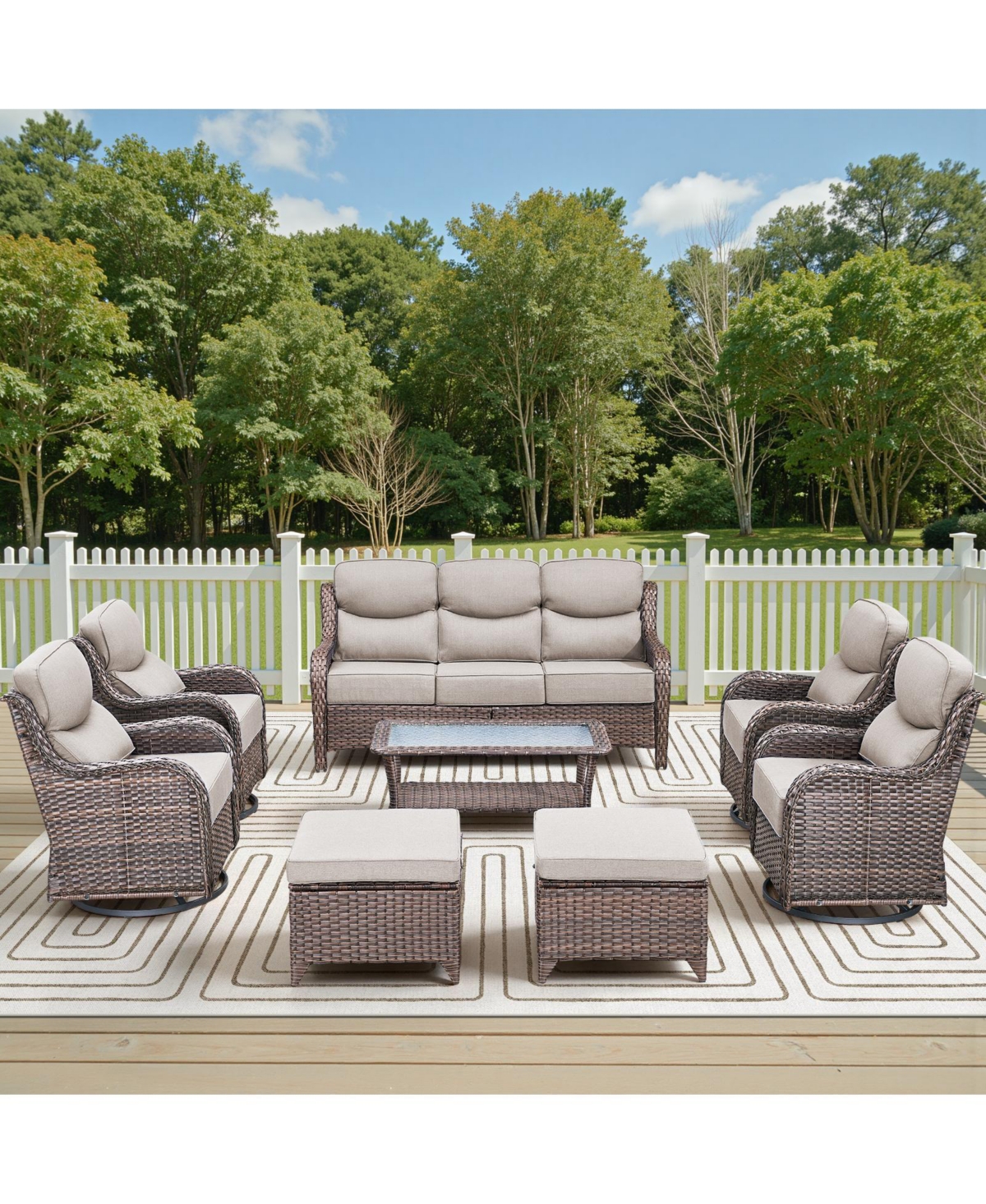 Click here for Pocassy 8 Piece Outdoor Wicker Conversation Set wi... prices