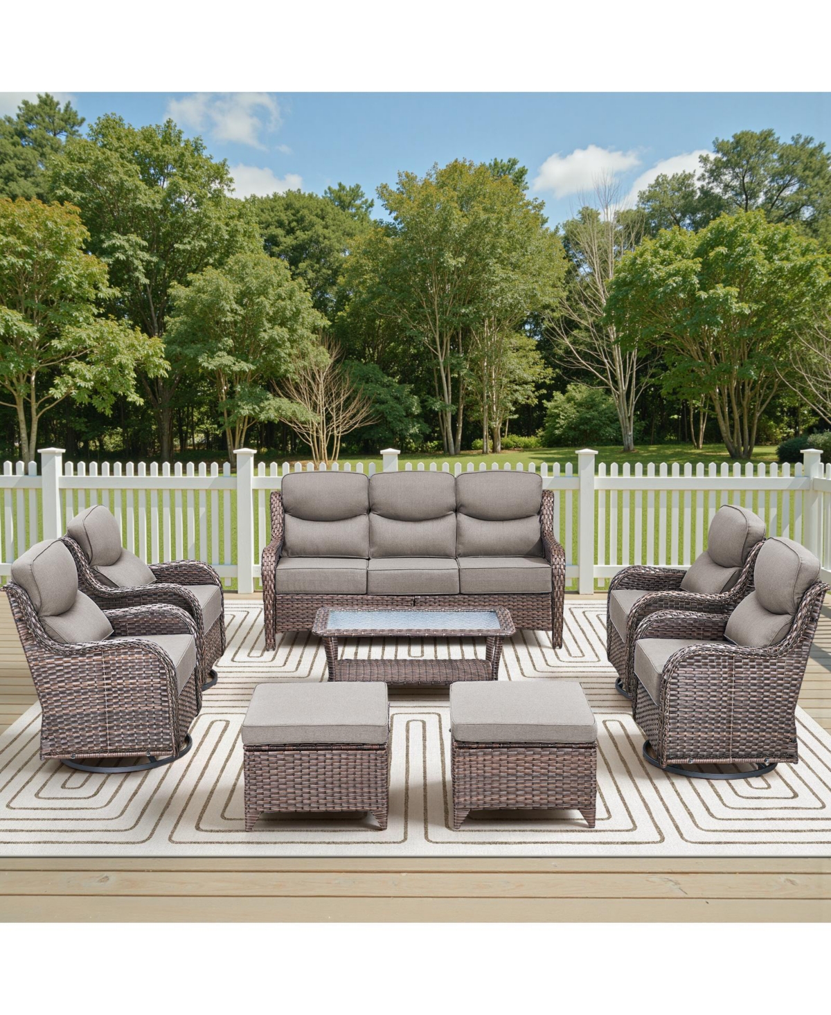 Click here for Pocassy 8 Piece Outdoor Wicker Conversation Set wi... prices