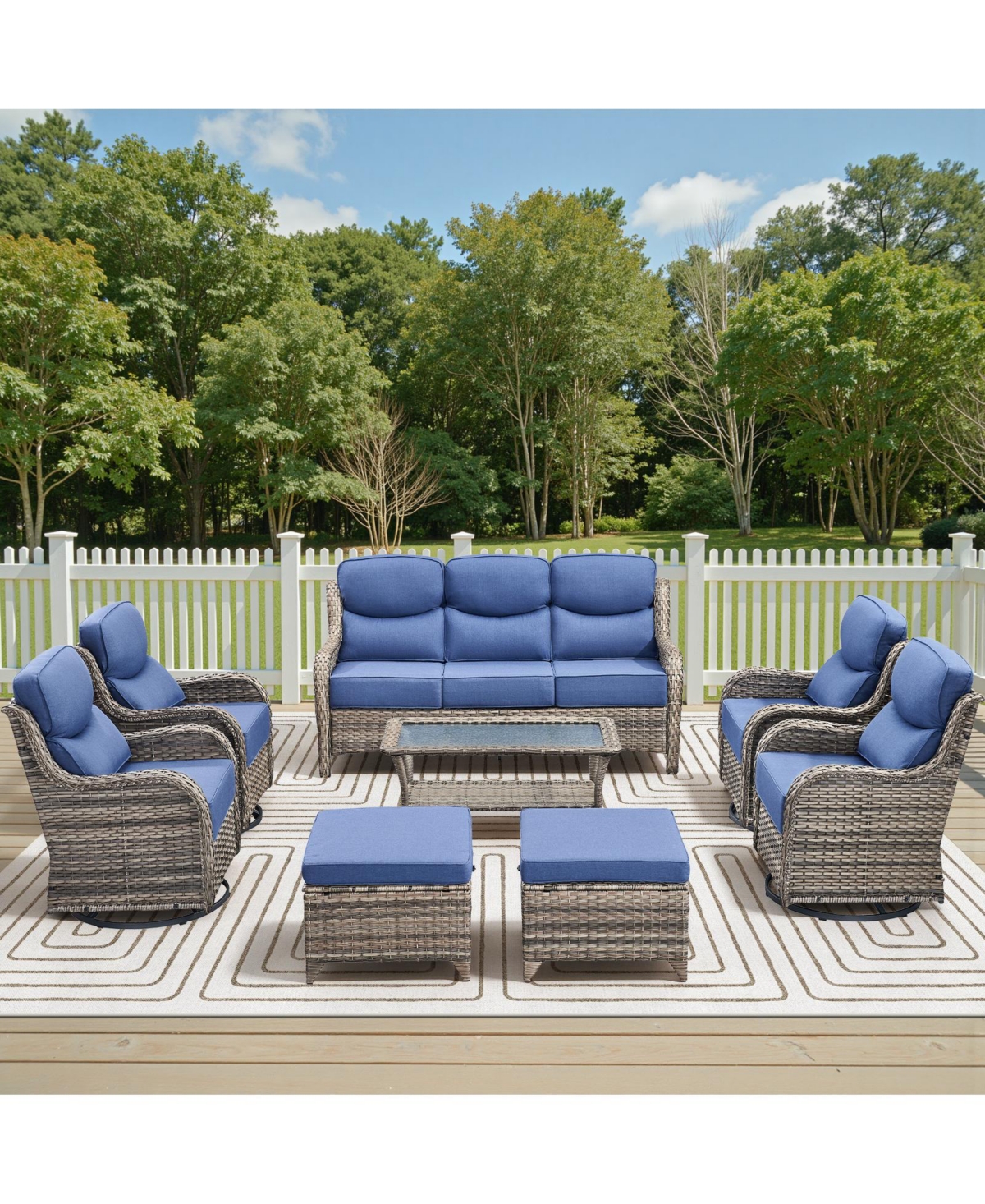 Click here for Pocassy 8 Piece Outdoor Wicker Conversation Set wi... prices