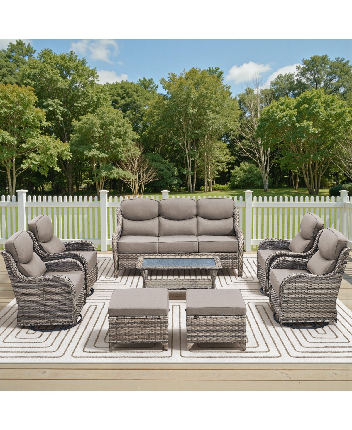 Click here for Pocassy 8 Piece Outdoor Wicker Conversation Set wi... prices