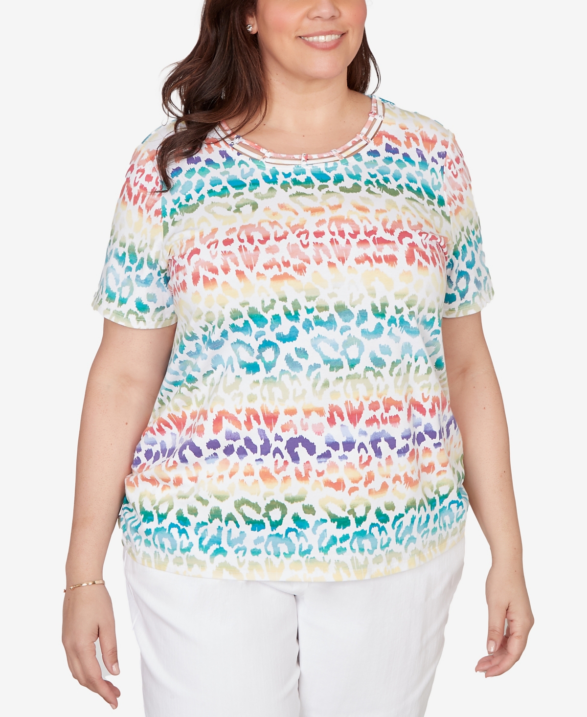 Click here for Alfred Dunner Plus Size Rainbow Animal Print T-Shi... prices