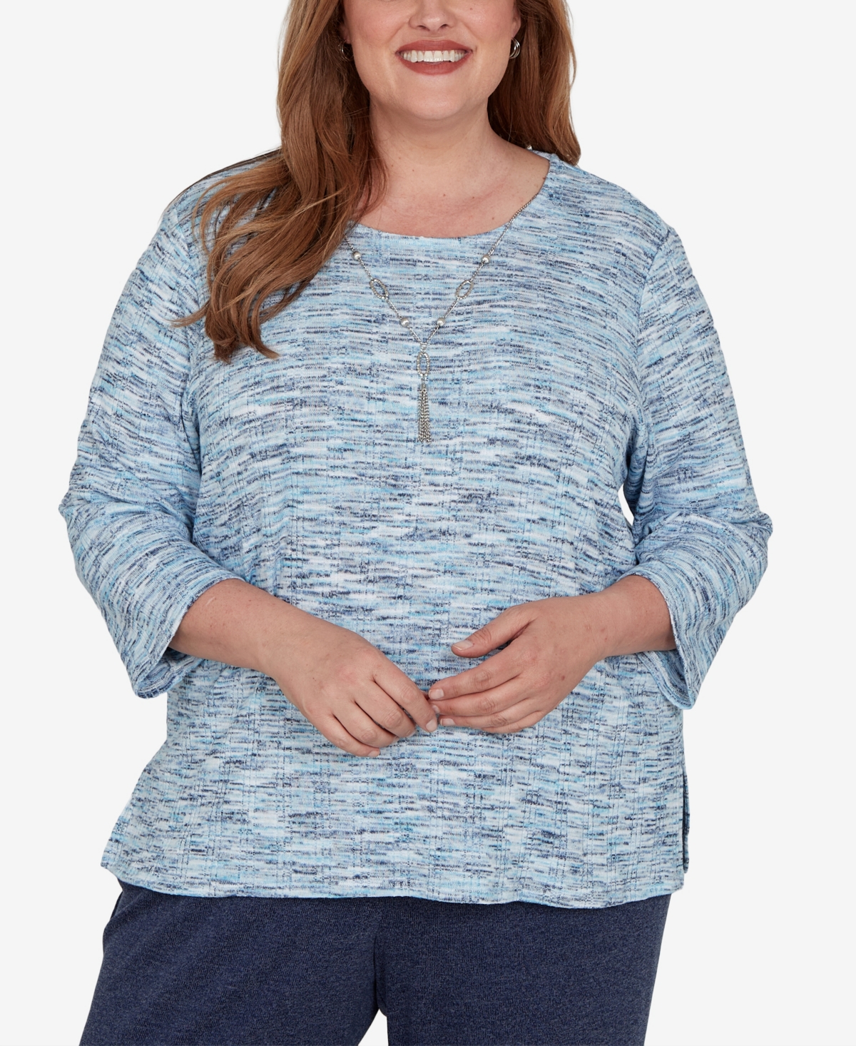 Click here for Alfred Dunner Plus Size Space Dye Top with Necklac... prices