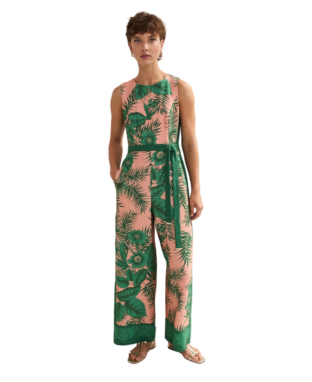 Click here for Phase Eight Womens Cyra Palm Jumpsuit - Coral prices